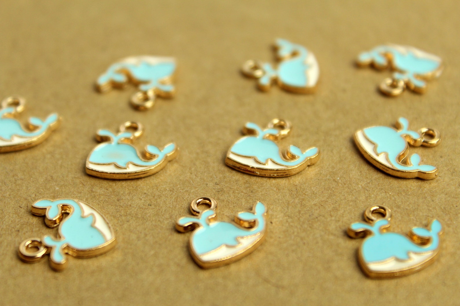6 Pc. Blue, White, and Gold Enameled Whale Charms, 13mm X 12mm | MIS ...