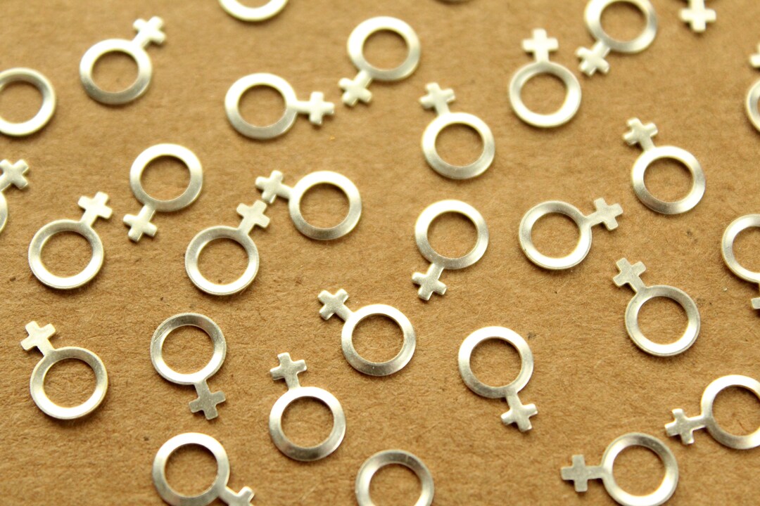 24 Pc. Tiny Silver Plated Brass Female Symbol Stampings: 10mm by 6.5mm ...
