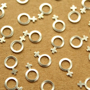 24 Pc. Tiny Silver Plated Brass Female Symbol Stampings: 10mm by 6.5mm ...