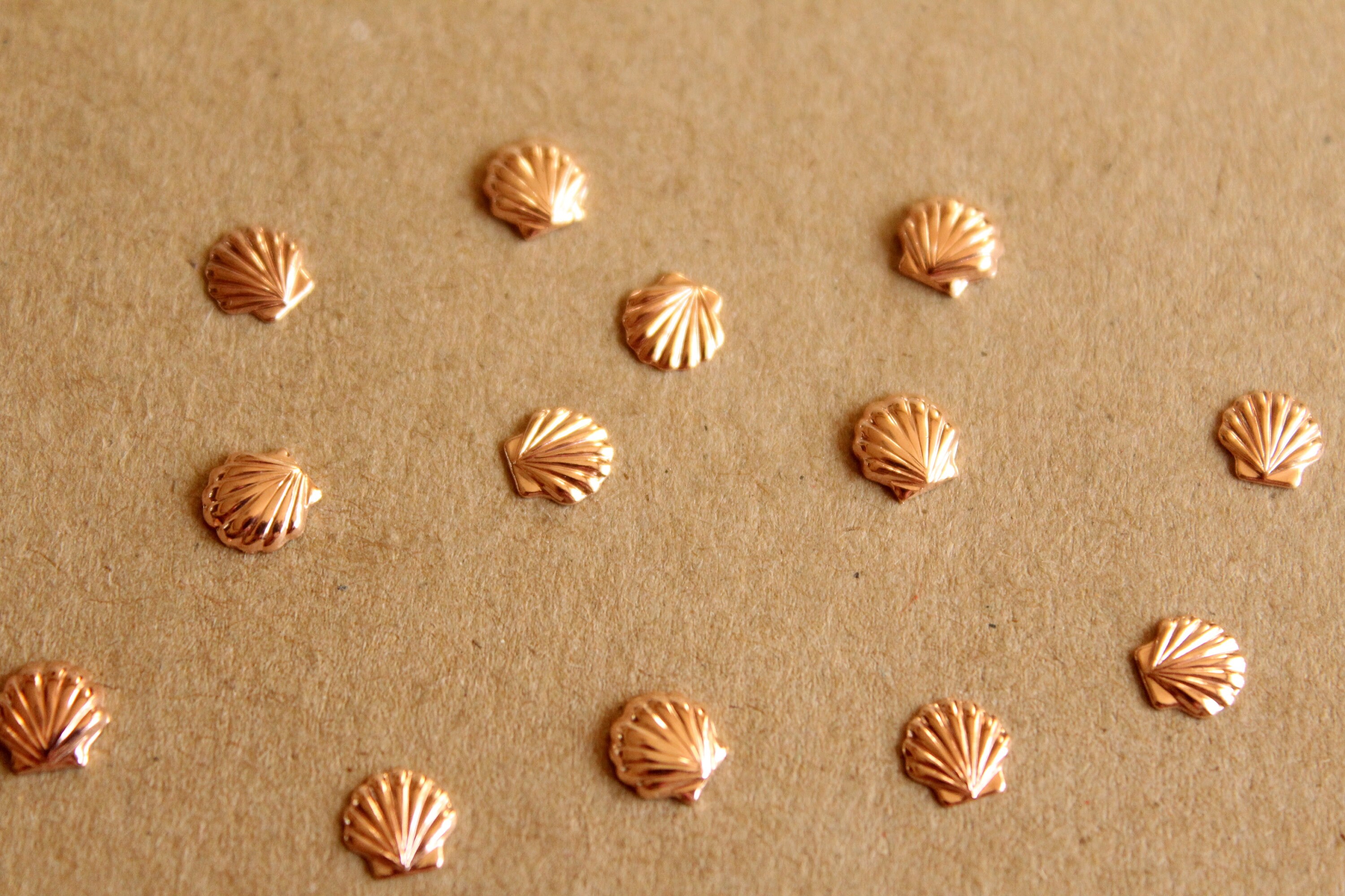10 Pc. Tiny Rose Gold Plated Brass Seashells: 6mm by 6mm - Etsy