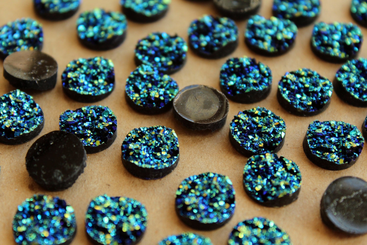 20 Pc. Sparkly Turquoise Resin Druzy Style Cabochons 10.5 - 12mm | RES ...