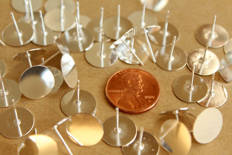30 Pc. Bright Silver-plated Earring Posts, 12mm Pad | FI-215 - Etsy