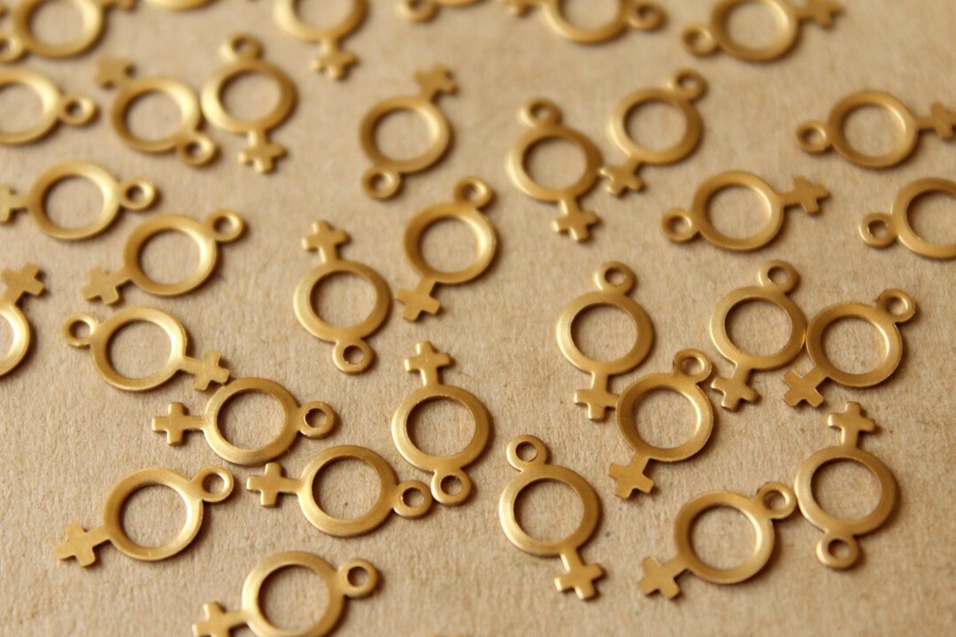 30 Pc. Tiny Raw Brass Female Symbol Charms: 12mm by 6.5mm - Made in USA ...