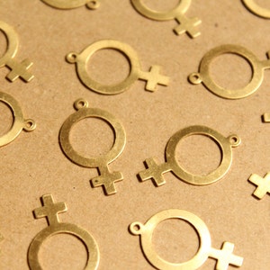 6 Pc. Raw Brass Female Symbol Charms: 25mm by 15mm - Made in USA | RB ...