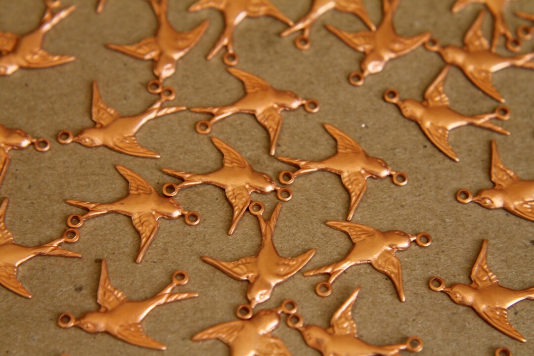 6 Pc. Raw Copper 2 Loop Bird Connector Facing Left - Made in USA ...