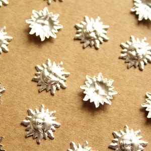 10 Pc. Tiny Silver Plated Brass Sun Stampings: 13mm in Diameter - Made ...