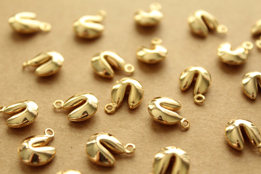 3 Pc. Gold Plated Fortune Cookie Charms, 11mm X 9mm X 4mm | MIS-200 - Etsy