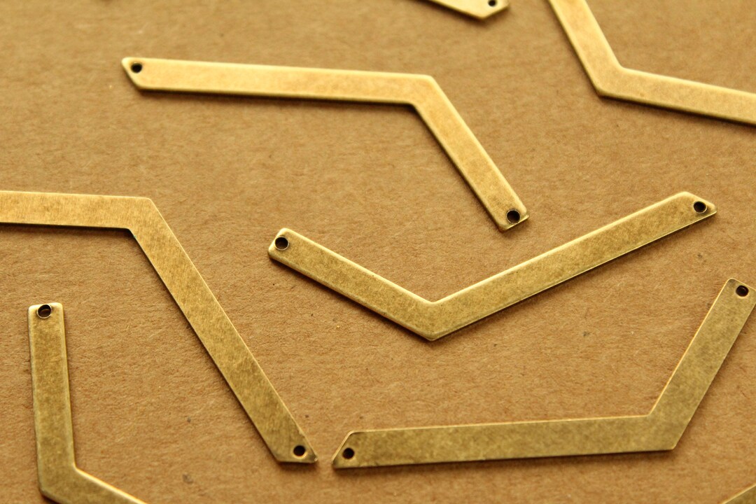 3 Pc. Antique Brass Asymmetrical Chevron Connectors - Right: 54mm by ...