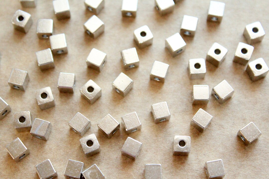 16 Pc. Silver Plated Brass Cube Spacer Beads, 5mm by 5mm | FI-485 - Etsy