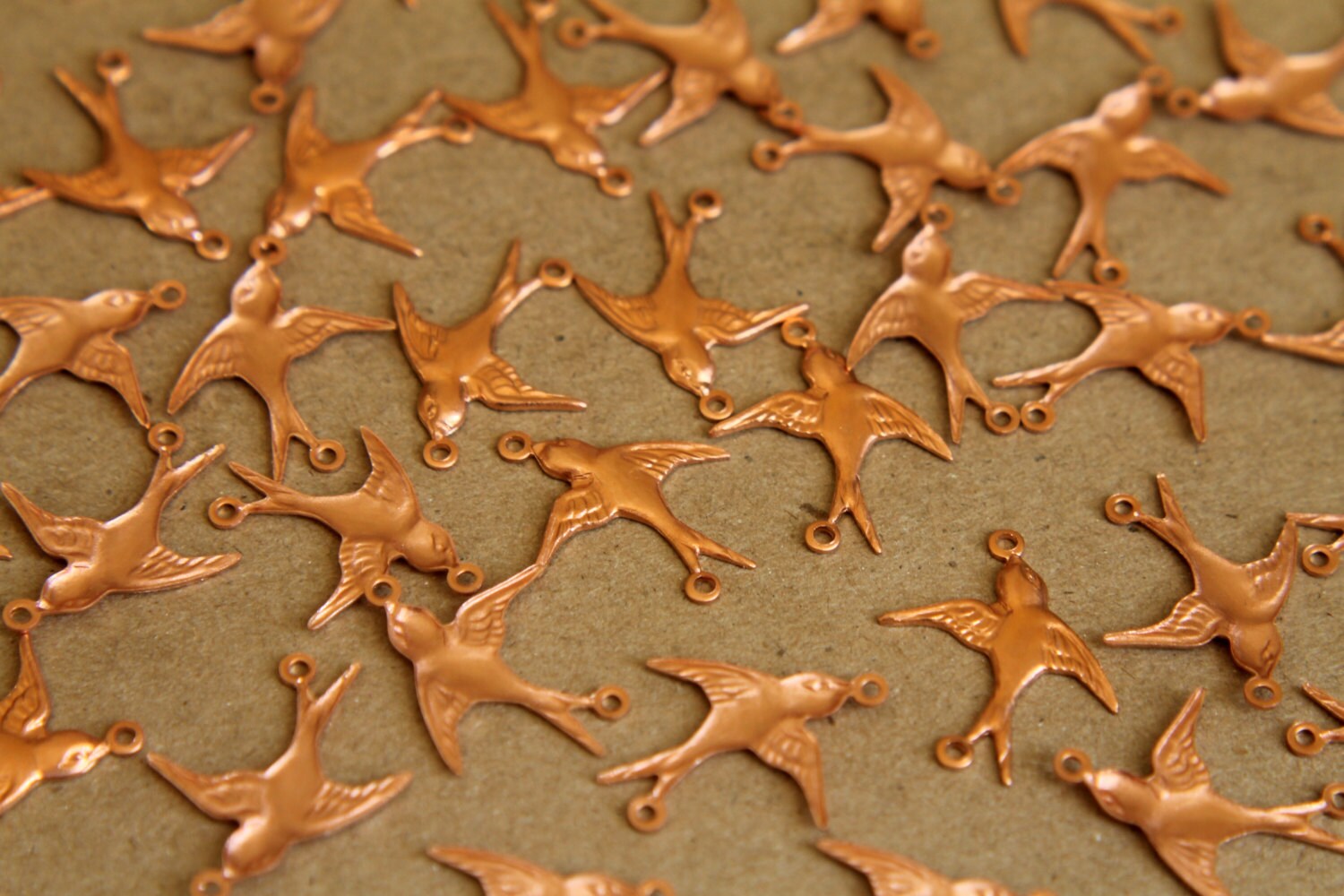 6 Pc. Raw Copper 2 Loop Bird Connector Facing Right Made in - Etsy