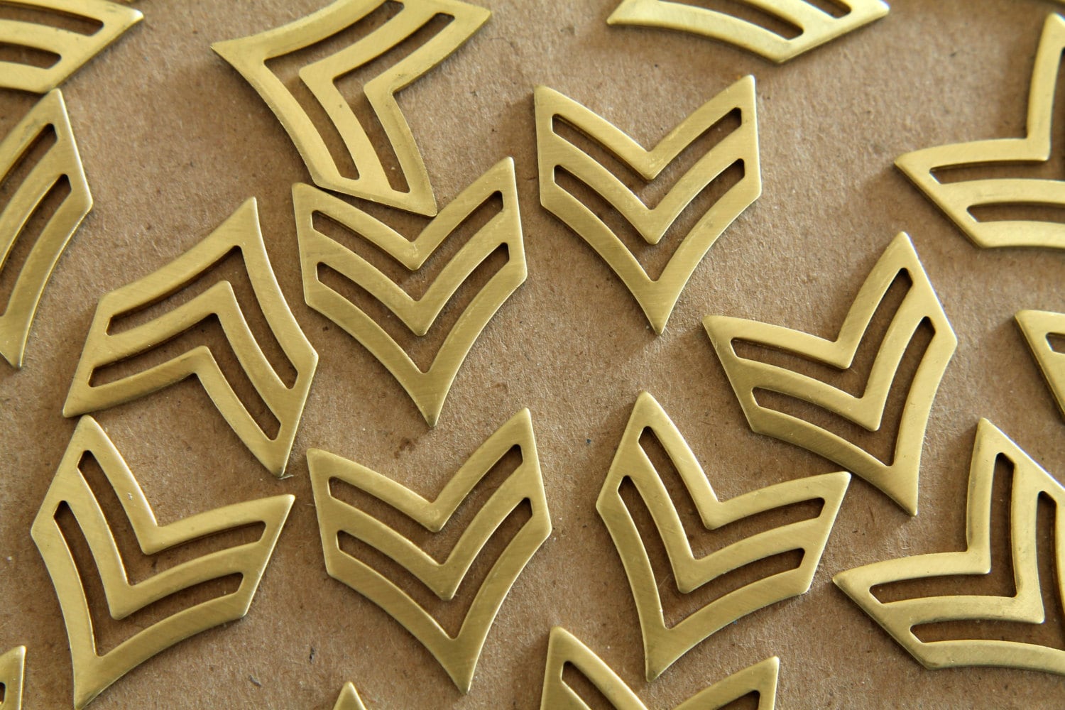 4 pc. Raw Brass Double Chevron Charm: 25mm by 21mm made in | Etsy