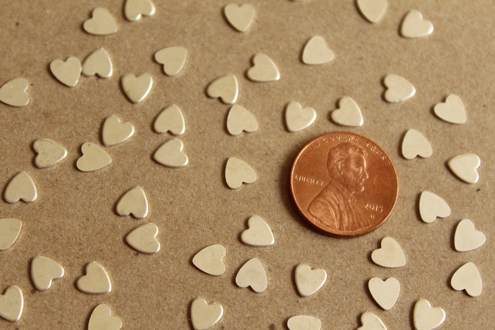 30 Pc. Tiny Silver Plated Brass Hearts: 5mm by 6mm Made in USA SI-128 ...