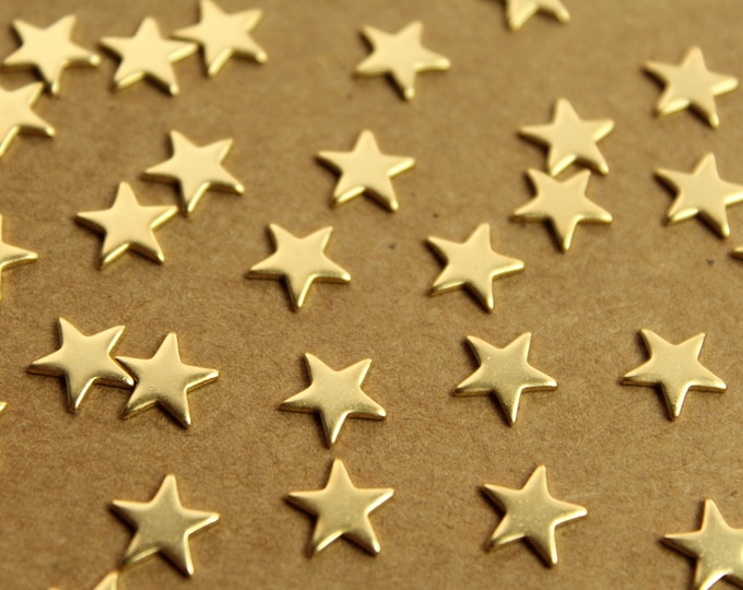 24 Pc. Small Gold Plated Brass Stars: 10mm by 10mm Made in USA GLD-065 ...