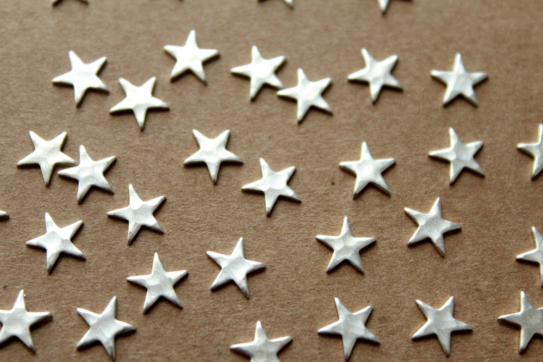12 Pc. Silver Plated Brass Hammered Stars: 7mm by 7mm - Made in USA ...
