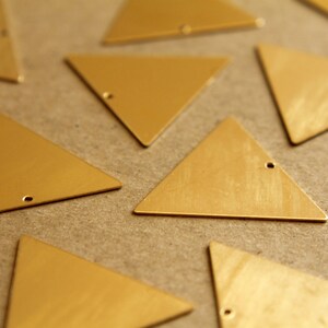 4 Pc. Large Raw Brass Triangles - Top Center Hole: 32mm by 32mm - Made ...