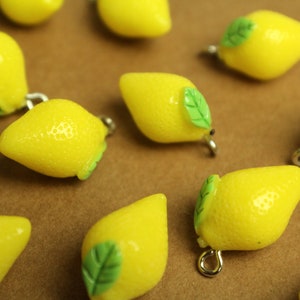 10 Pc. Lemon Resin Charms, 20mm by 12mm, Fruit Pendant Fruity Citrus ...