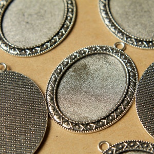 3 Pc. Ornate Oval Silver Pendant Bezel Setting, 30mm X 40mm Diameter ...