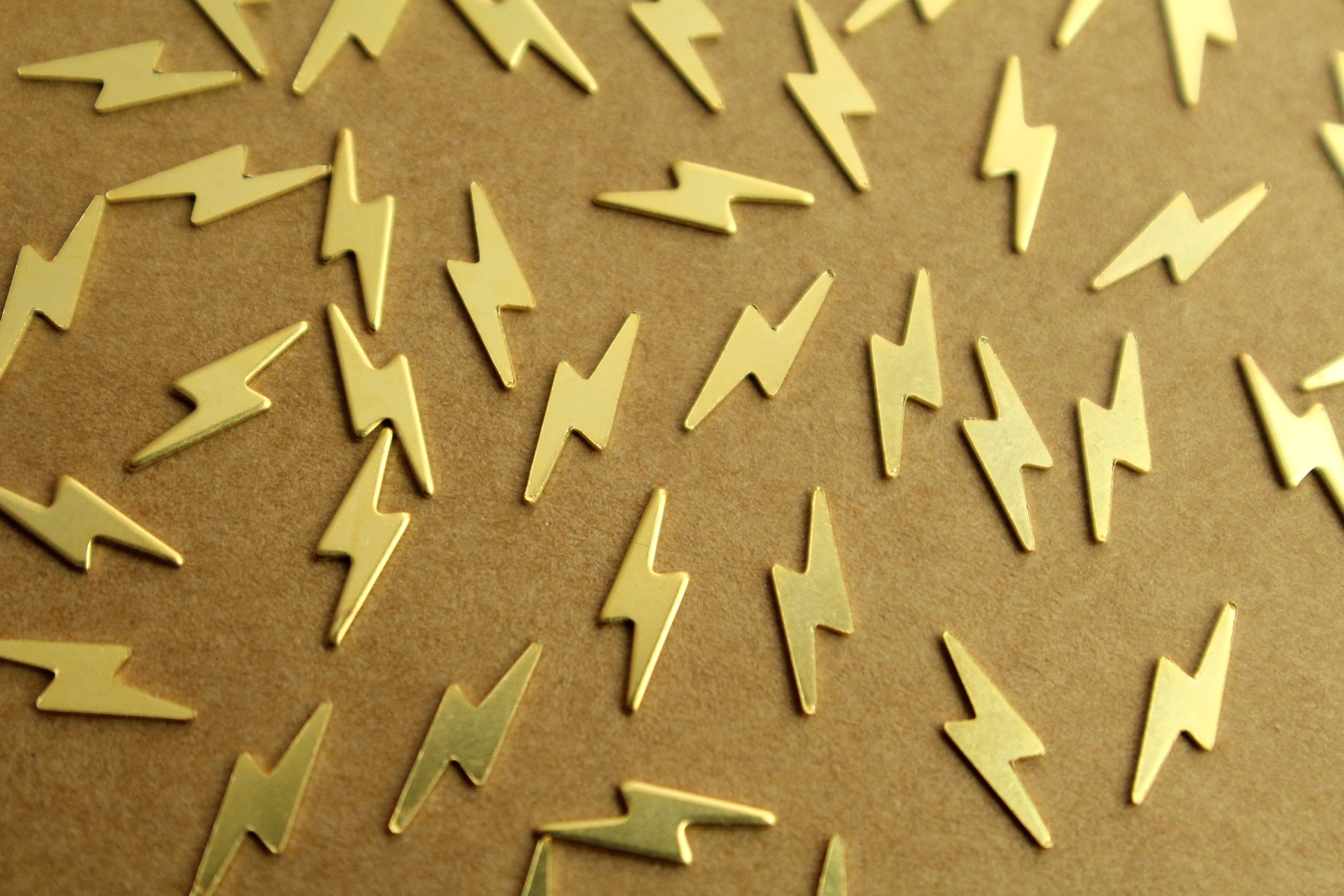 20 Pc. Tiny Gold Plated Brass Lightning Bolts: 10.5mm by 3.9mm - Etsy UK