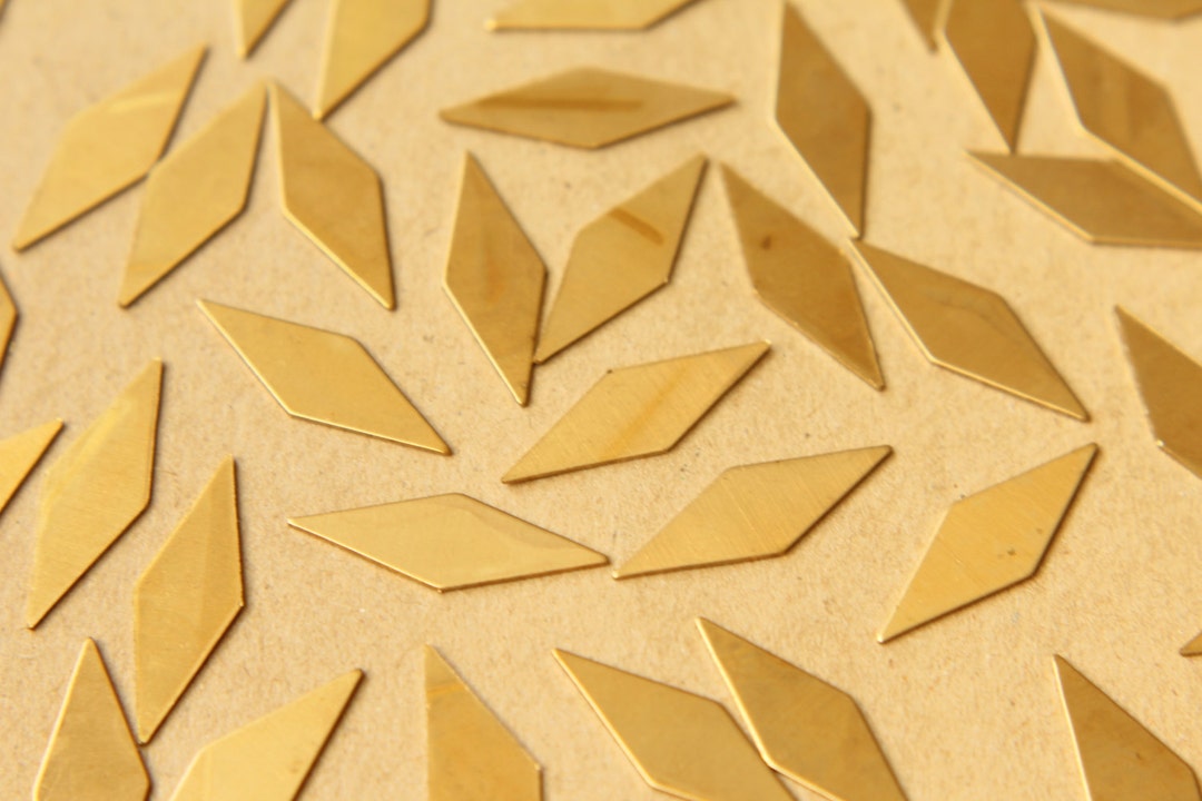 10 Pc. Medium Raw Brass Narrow Diamonds: 24mm by 8mm - Made in USA | RB ...