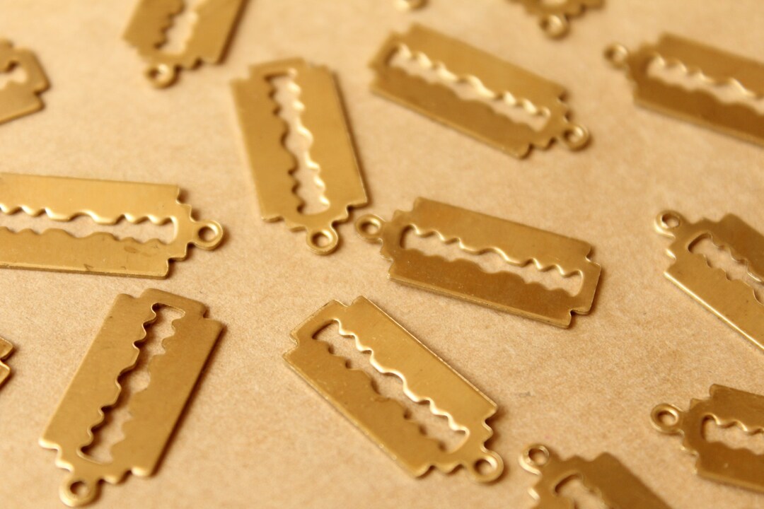 10 Pc. Raw Brass Double-edged Razor Blade Charms: 24mm by 10.5mm - Made ...