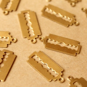 10 Pc. Raw Brass Double-edged Razor Blade Charms: 24mm by 10.5mm - Made ...