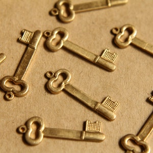 6 Pc. Raw Brass Key Charms: 25mm by 9mm - Made in USA | RB-500 - Etsy