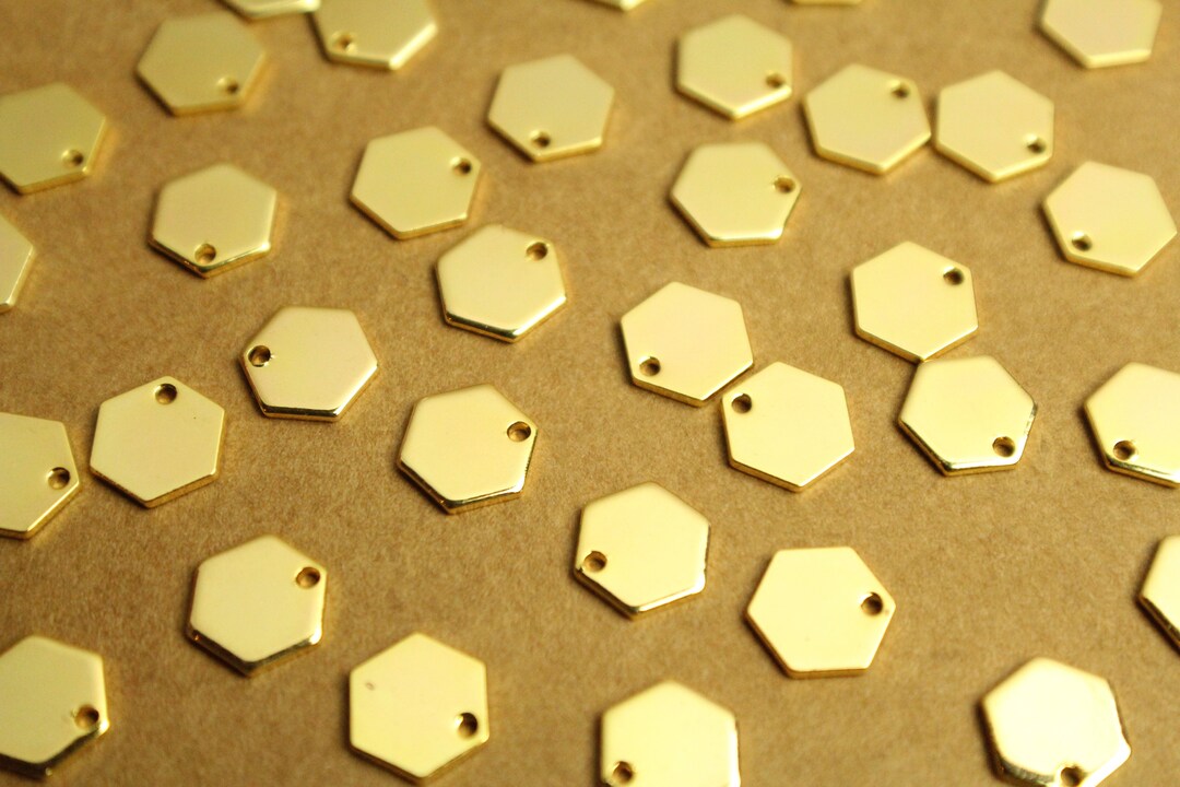 10 Pc. 18K Gold Plated Hexagon Charms, 9mm by 8mm | FI-232* - Etsy