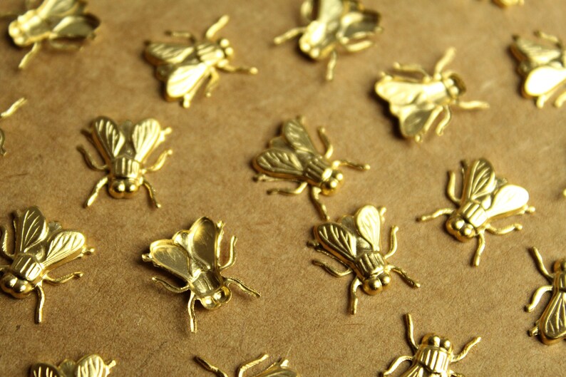 8 Pc. Gold Plated Brass Flies: 12mm by 12.5mm Made in USA - Etsy