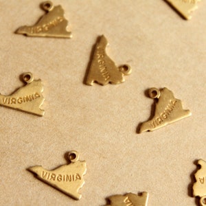 8 Pc. Raw Brass Stamped Virginia State Charms: 12mm by 10.5mm - Made in ...