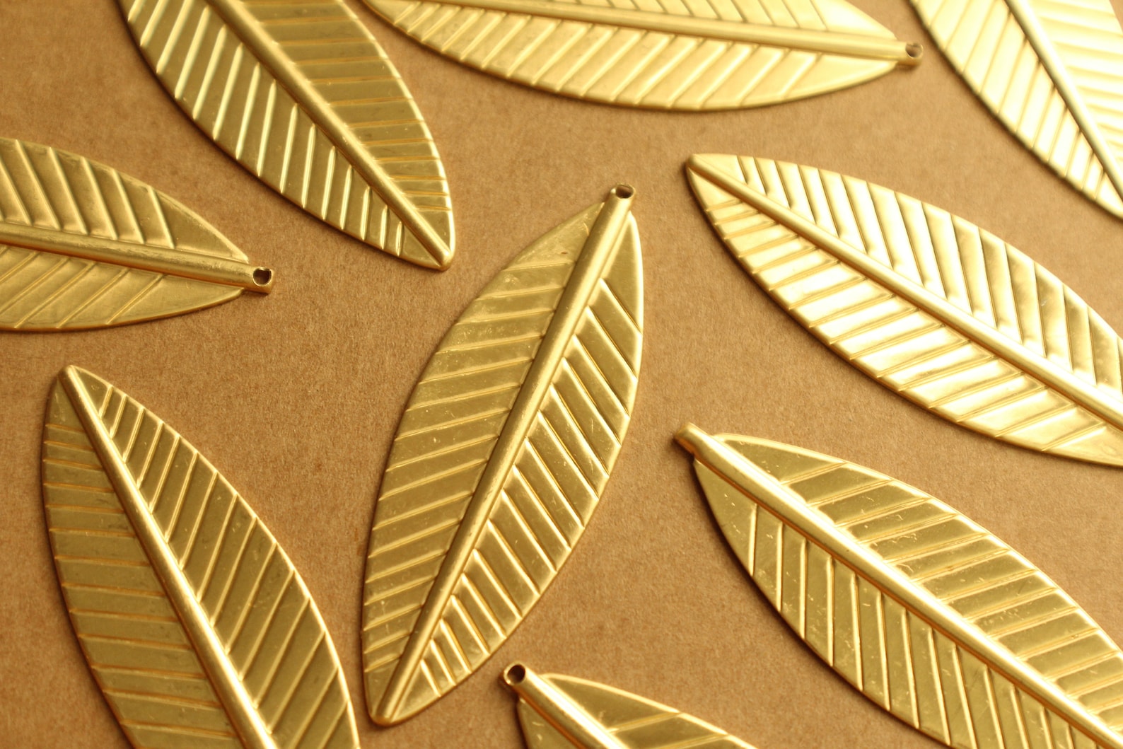 3 Pc. Large Raw Brass Feathers: 62mm by 21mm - Made in USA - Leaf ...