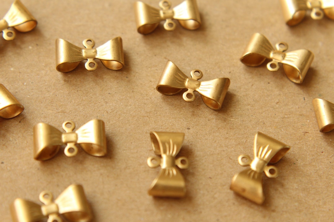 6 Pc. Raw Brass Bow Connectors: 14mm by 8mm - Made in USA | RB-876 - Etsy