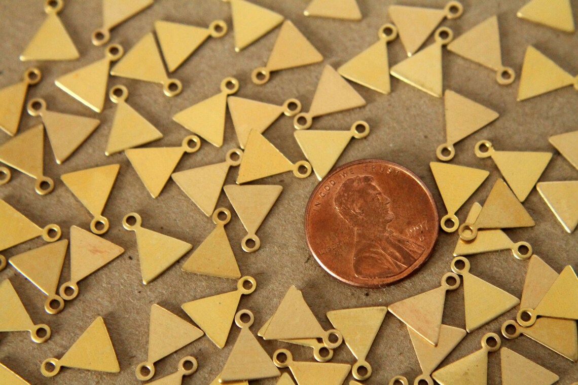 16 Pc. Small Raw Brass Triangle Tags: 10mm by 9mm - Made in USA | RB ...
