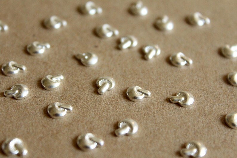 8 Pc. Tiny Silver Plated Brass Mushrooms: 6.5mm by 5mm - Made in USA ...