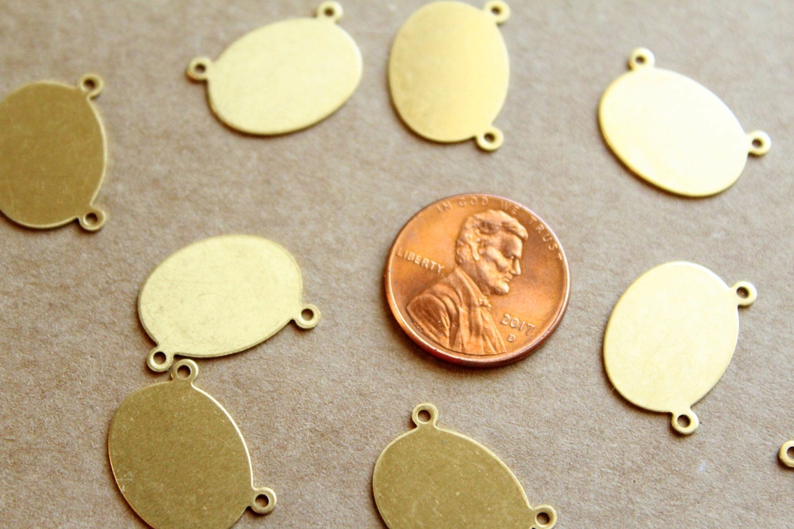 6 Pc. Raw Brass Oval Tag Connectors: 18mm by 13mm Made in - Etsy