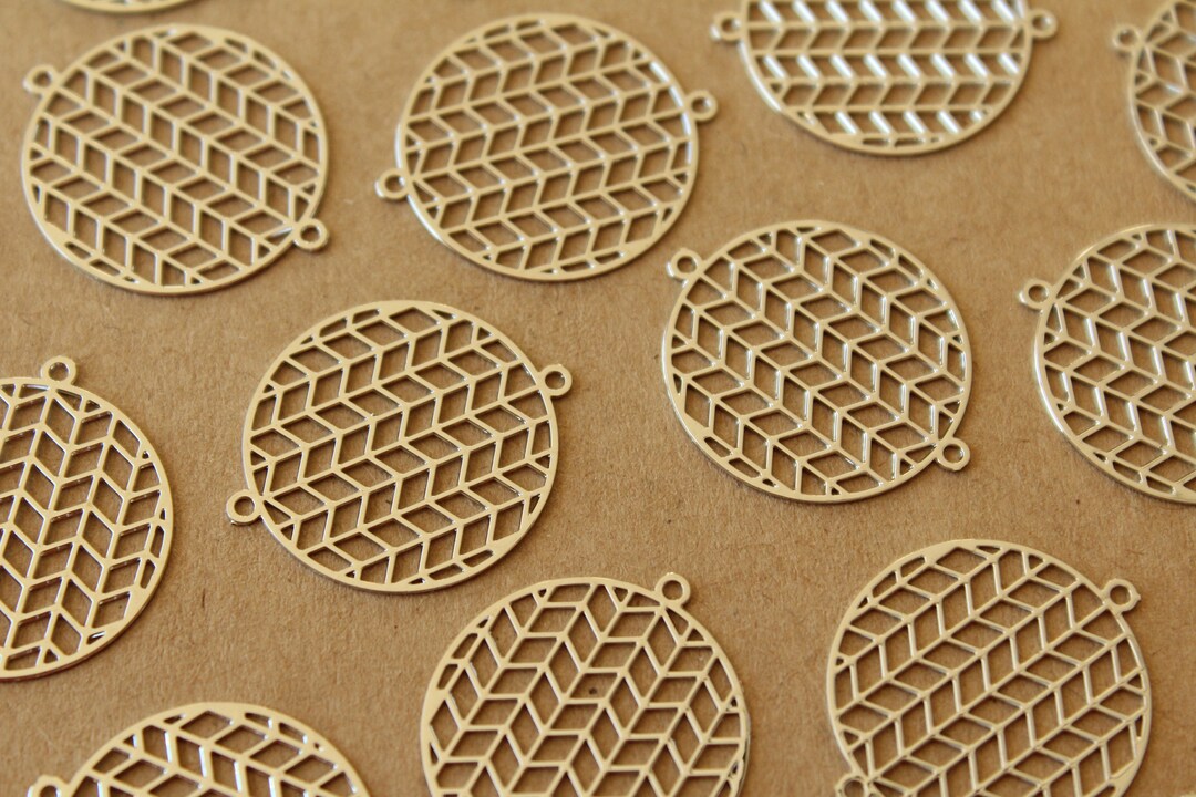 10 Pc. Laser Cut Silver Circle Shaped Chevron Drop Connectors, 23.5mm ...