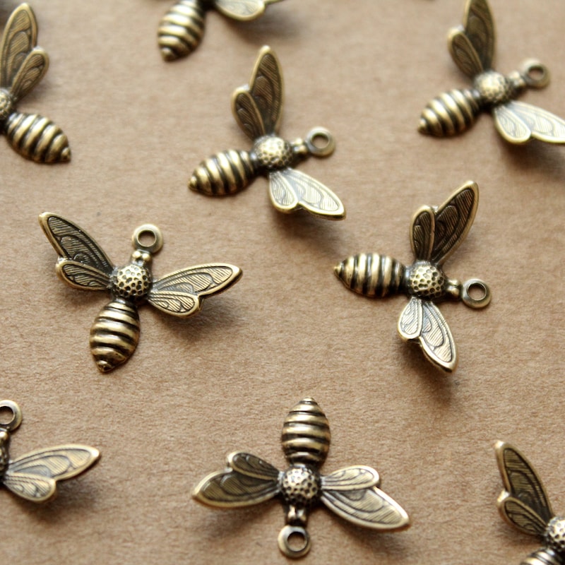 Antique Brass Bee Charms - Etsy