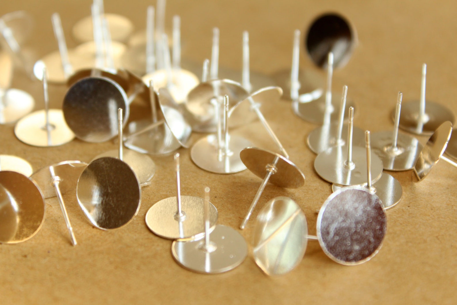 30 Pc. Bright Silver-plated Earring Posts 12mm Pad FI-215 - Etsy