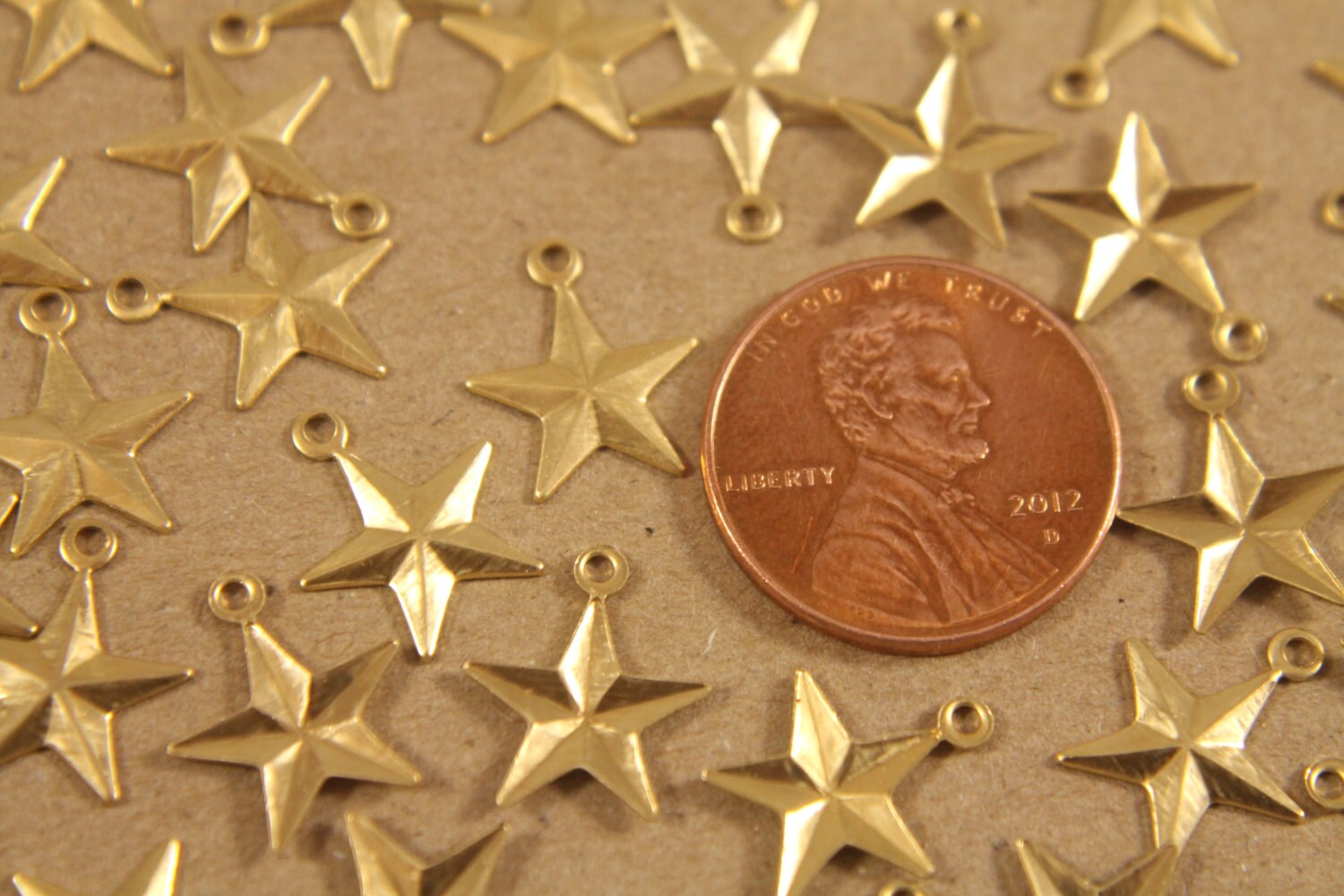 16 Pc. Raw Brass Barn Stars With Loop: 11mm by 12mm - Made in USA | RB ...