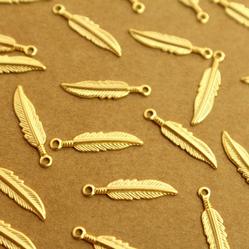 Feather Charm - Etsy
