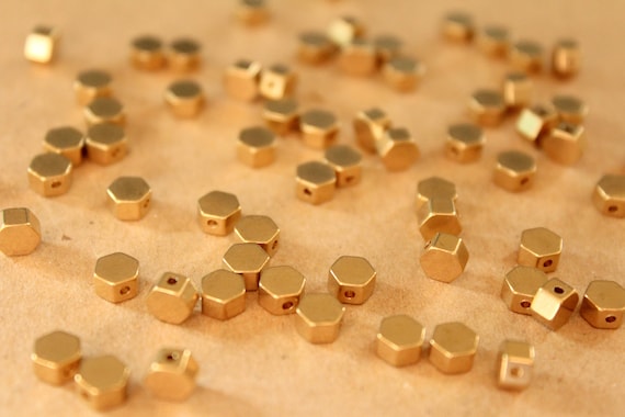 25 pc. Raw Brass Hexagon Beads 5mm by 5.5mm FI-405 | Etsy
