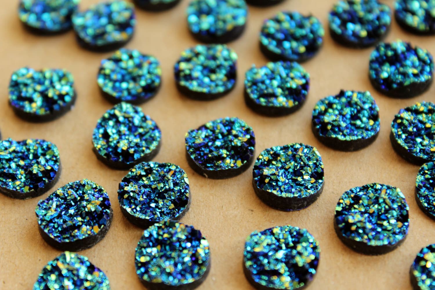 20 Pc. Sparkly Turquoise Resin Druzy Style Cabochons 10.5 - 12mm | RES ...