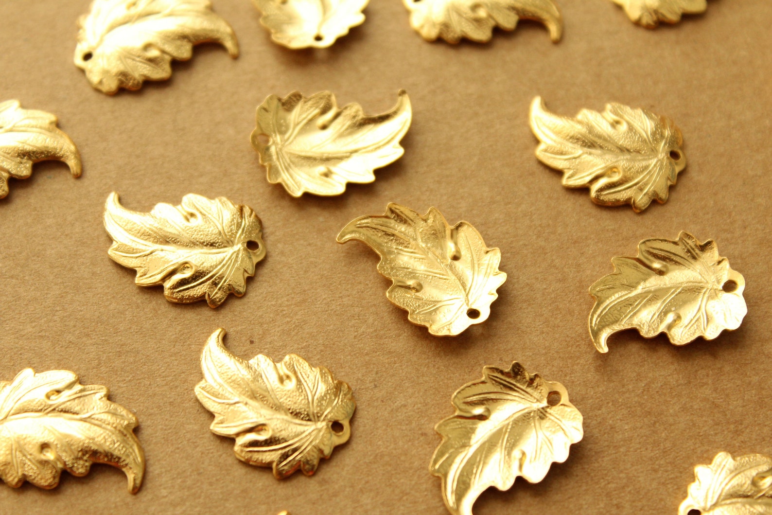 8 Pc. Gold Plated Brass Curved Autumn Leaves: 18mm by 13mm - Etsy