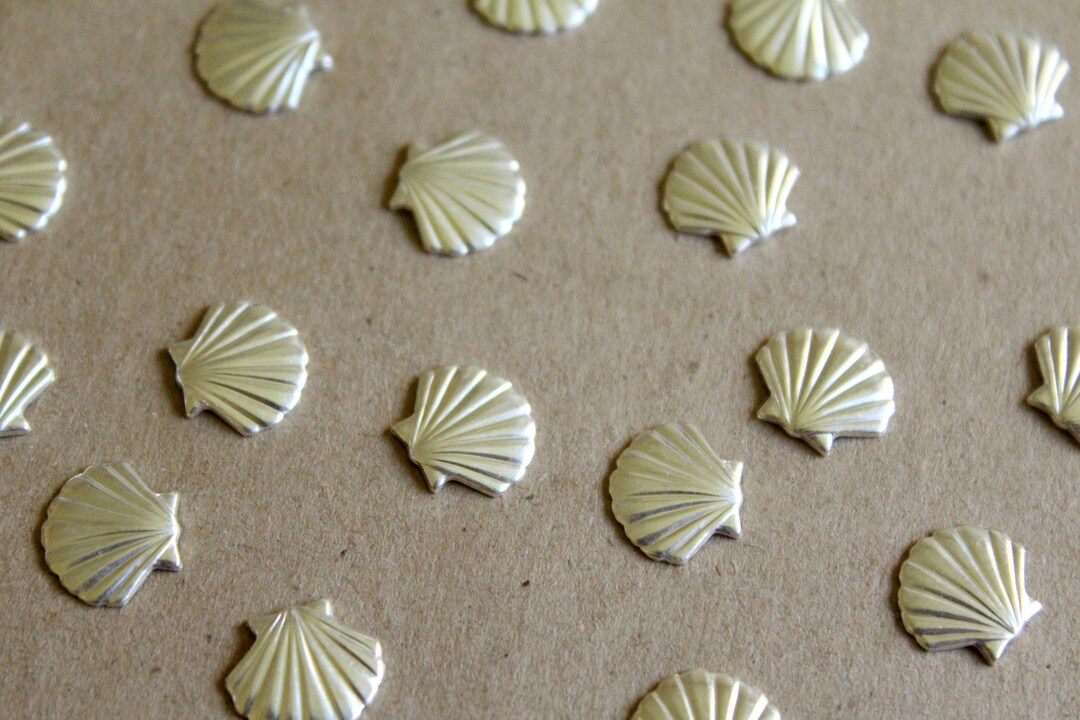 12 Pc. Small Silver Plated Brass Seashells Shells: 10mm by 11.5mm ...