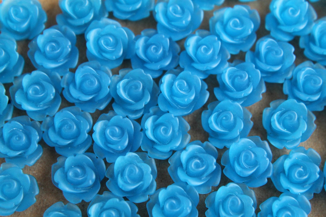 CLOSEOUT - 30 Pc. Frosted Blue Rose Cabochon 10mm | RES-022 - Etsy