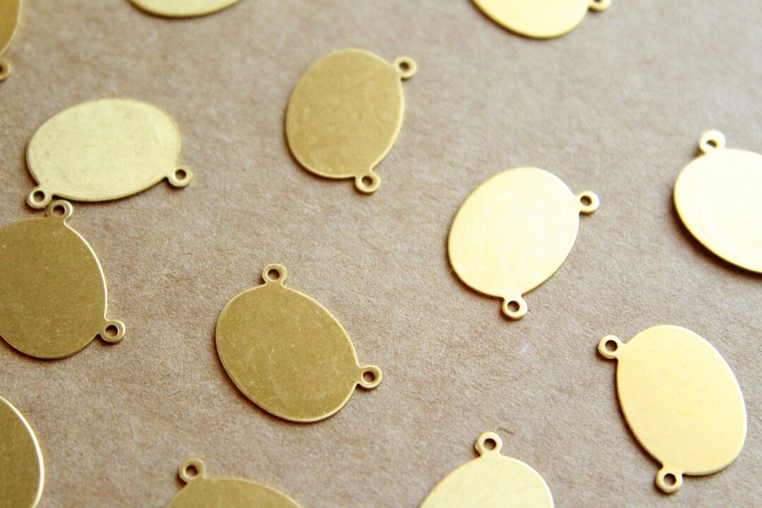 6 Pc. Raw Brass Oval Tag Connectors: 18mm by 13mm - Made in USA ...