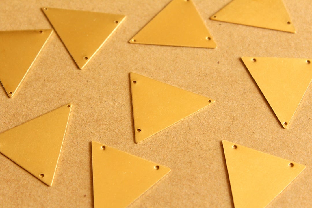 6 Pc. Raw Brass Triangle Two Hole Connectors - Top & Bottom Holes ...