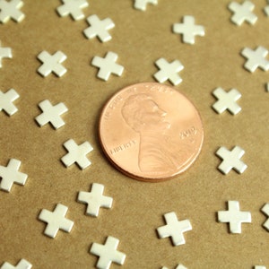 24 Pc. Tiny Silver Plated Brass Plus Sign Stampings: 6mm by 6mm - Made ...