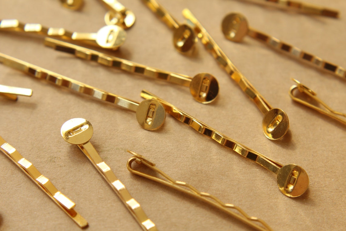 20 Pc. Gold Bobby Pins 8mm Pad FI-173 | Etsy