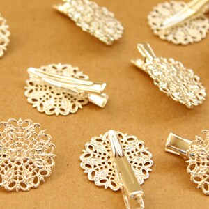 10 Pc. Silver Mini Alligator Pins With Filigree Pad 32mm Long - Etsy