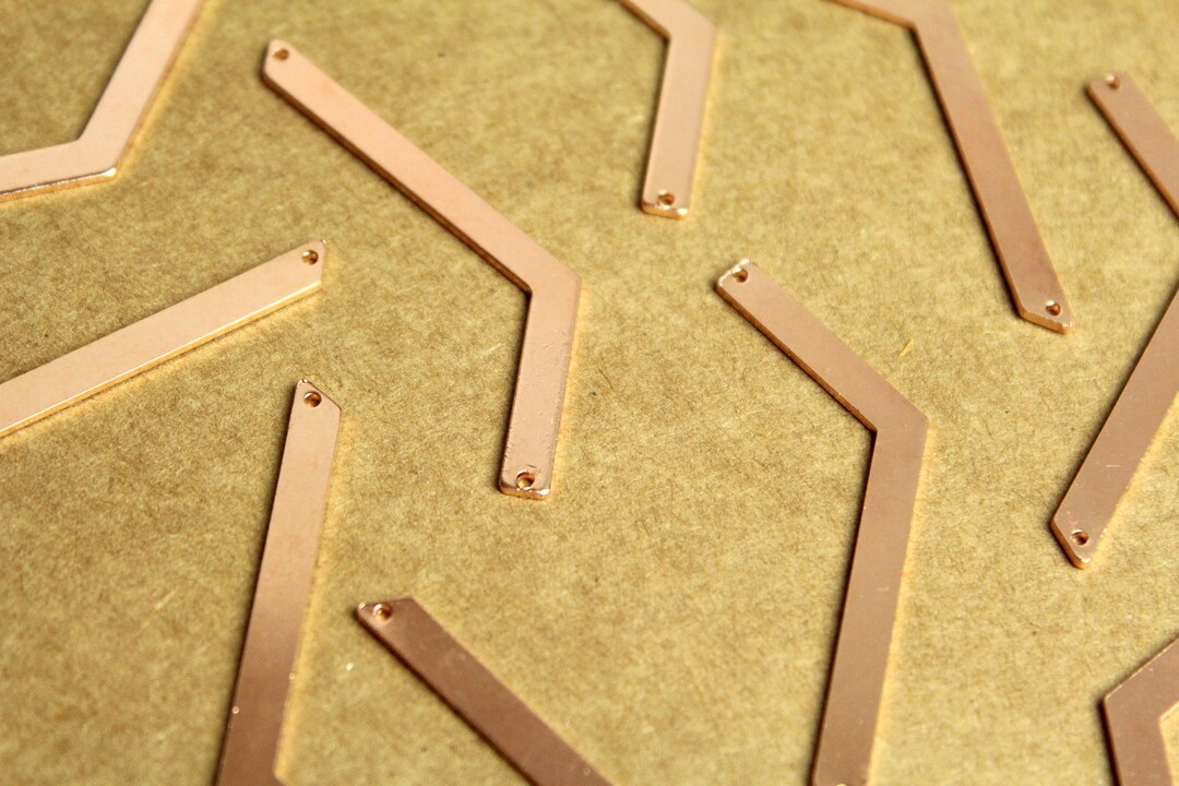 4 Pc. Rose Gold Plated Brass Asymmetrical Chevron Connectors - Right ...
